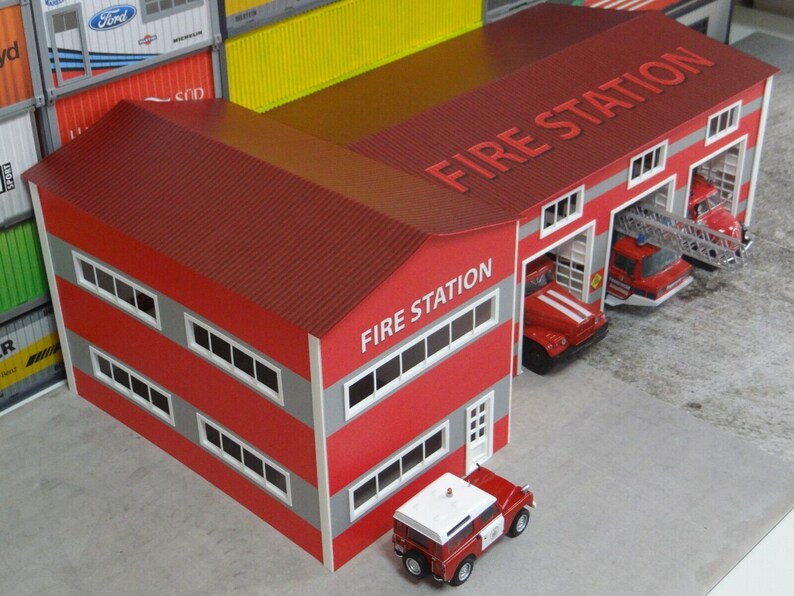 1:43 Scale Fire Station Diorama Model Kit - Fire Department Display - Etsy