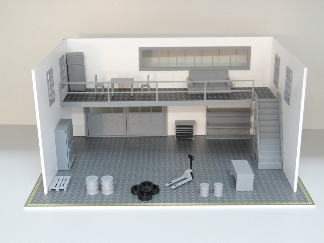 Scale 1:43 Two-floor Car Garage With Equipment Auto Service Car Model ...