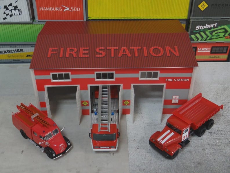 1:43 Scale Fire Station Diorama Model Kit - Fire Department Display - Etsy