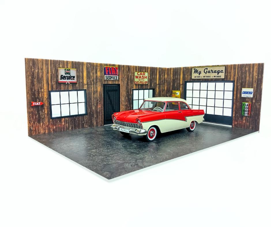 1:18 Scale Wooden Car Garage Diorama Kit – Auto Service Workshop Scene ...