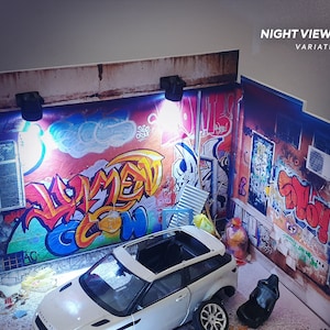 Graffiti Street Diorama Display. Scale 1:24. Diorama Garage Scene ...