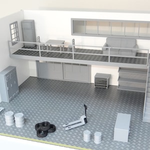 Scale 1:43 Two-floor Car Garage With Equipment Auto Service Car Model ...