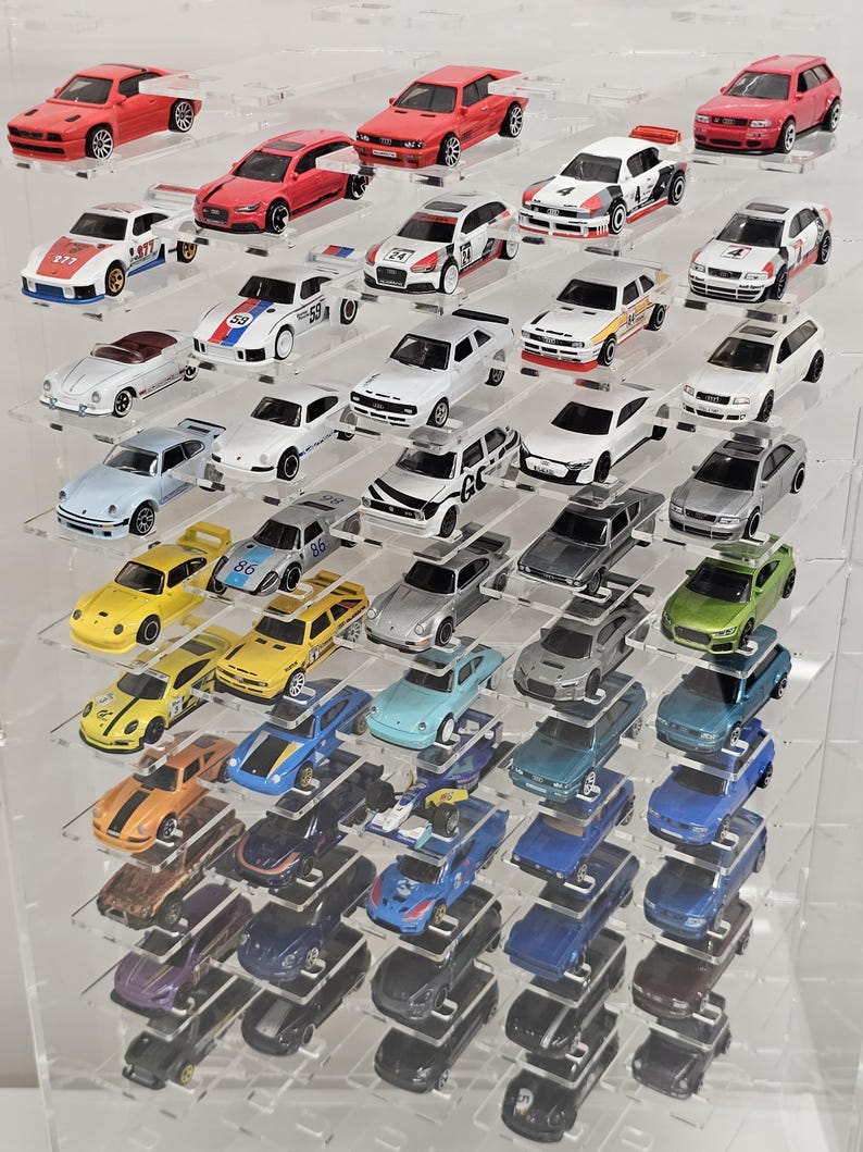 1:64 Scale Diecast Car Display Case – Clear Acrylic Vitrine Holds 60 ...