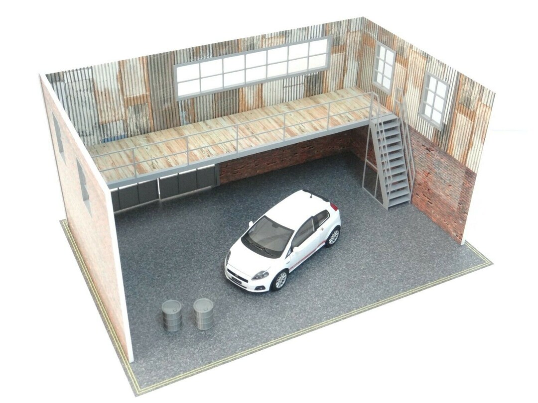1:24 Scale Two-level Brick/metal Garage Diorama Kit - Diecast Model Car ...