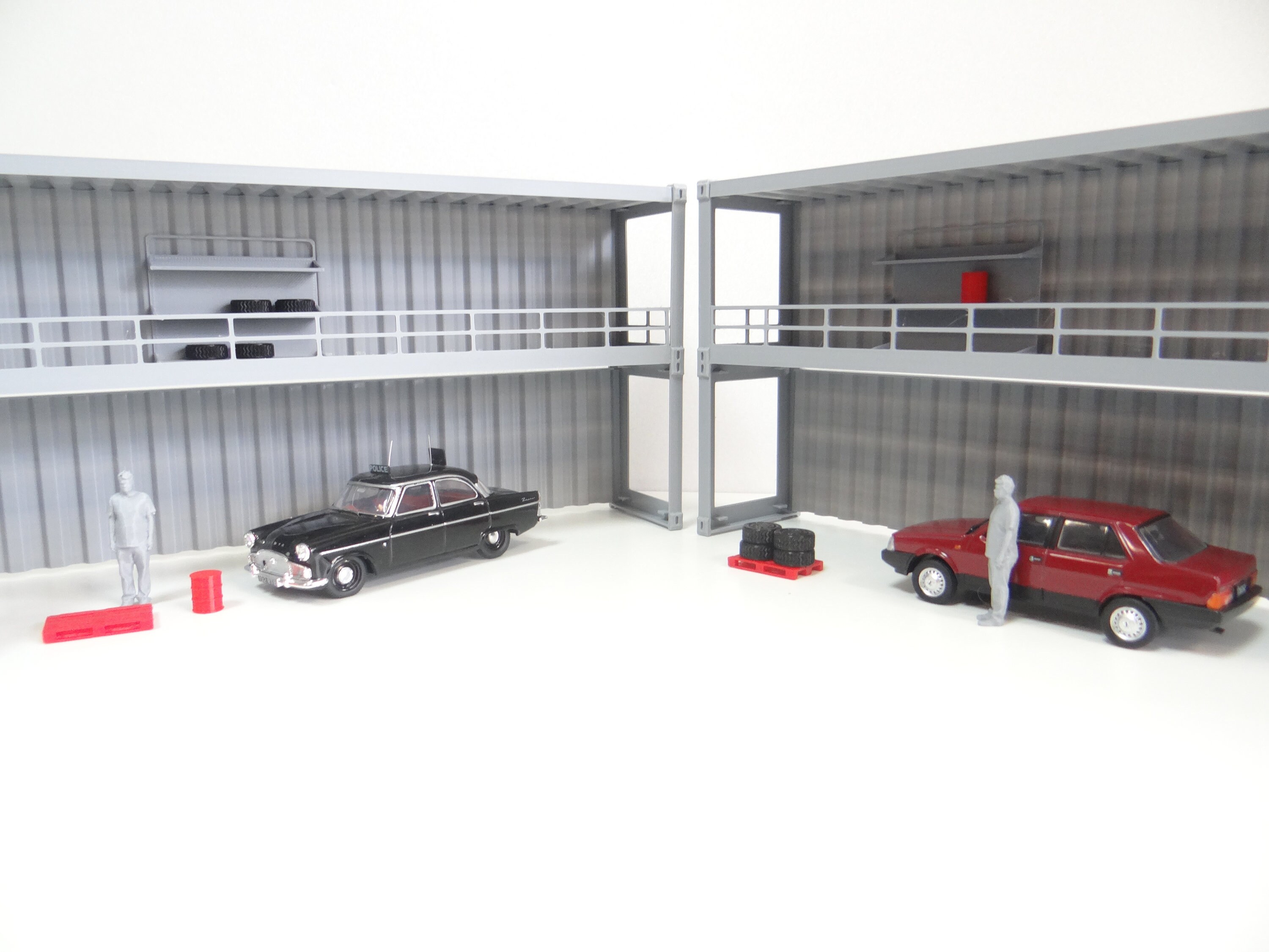 Scale 1:43 Diorama Two-floor Containers Garage With Equipment Car ...