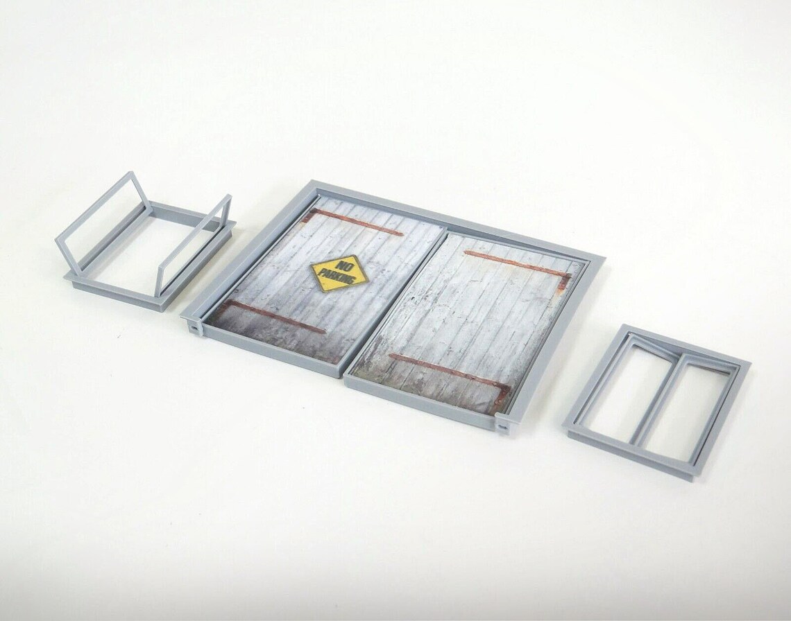 Retro Door and Windows Set. Scale 1:24. Garage Modelling Parts. Diorama ...