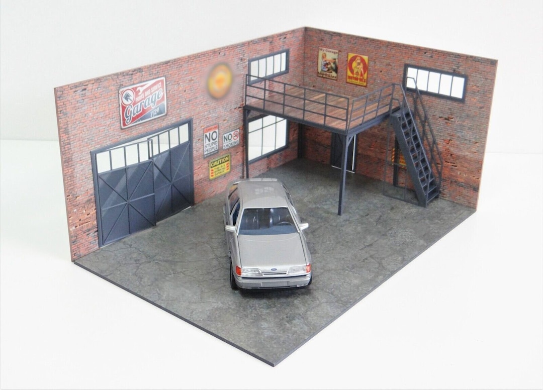 Two Story Brick Garage With Branding. Scale 1:24. Diorama Model Kit ...
