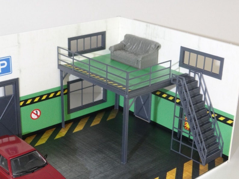 Scale 1:43 Diorama Auto Garages Diorama Model Kit Model Car Display PVC Garage Miniature Model ...