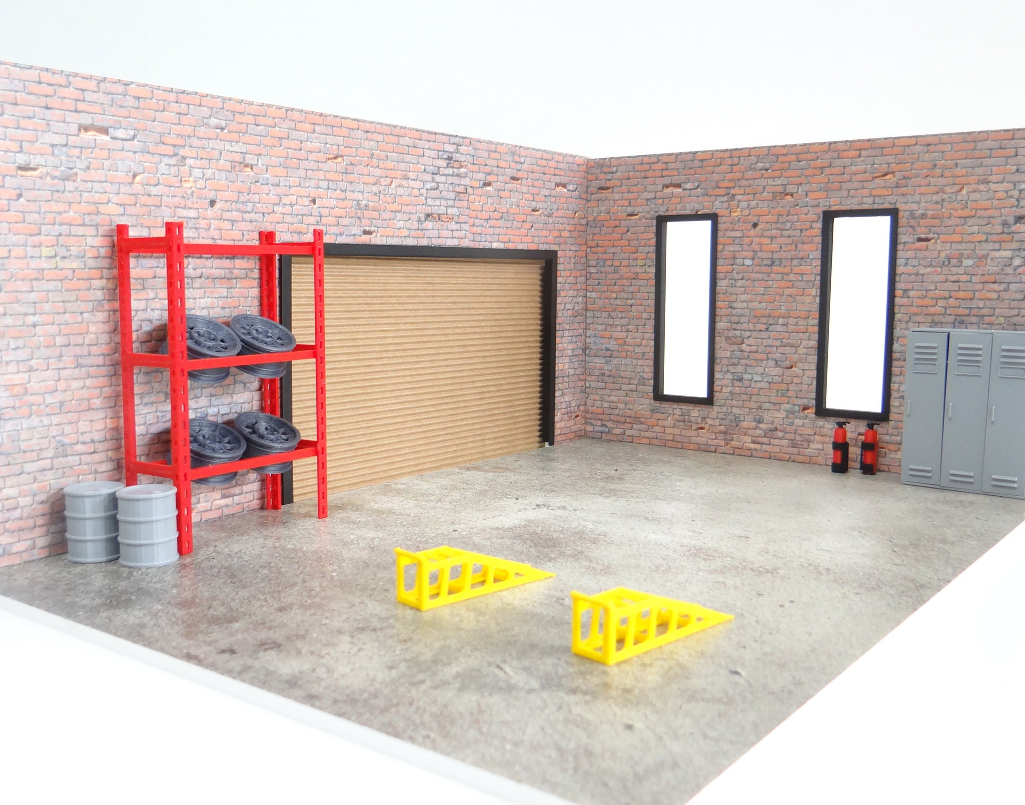 Brick Service Garage With Equipment / Scale 1:18 / Car Service Garage ...