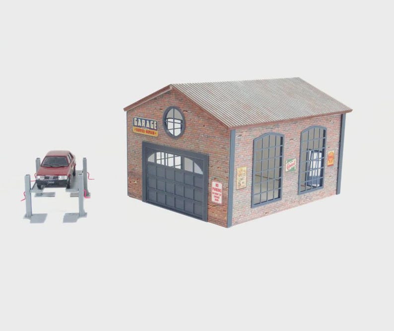 1:43 Scale Auto Service Garage Diorama – Brick Workshop for Diecast ...