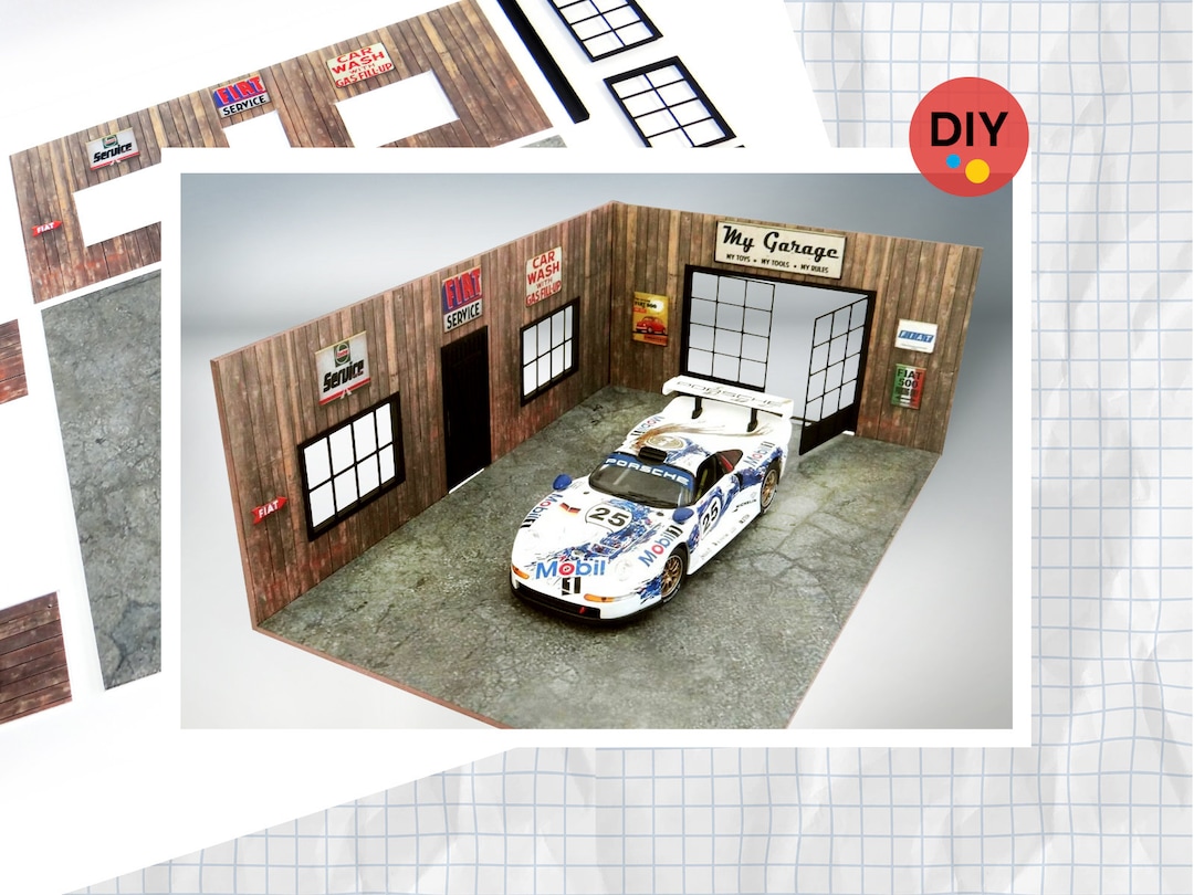 DIY Wooden Garage. Scale 1:18. Diorama Model Kit. DIY Auto Service ...