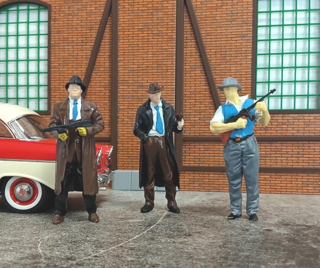 1:18 Scale Mobster Figures – Set of 3 Painted Gangster Miniatures ...