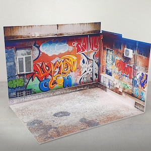 Graffiti Street Diorama Display. Scale 1:24. Diorama Garage Scene ...