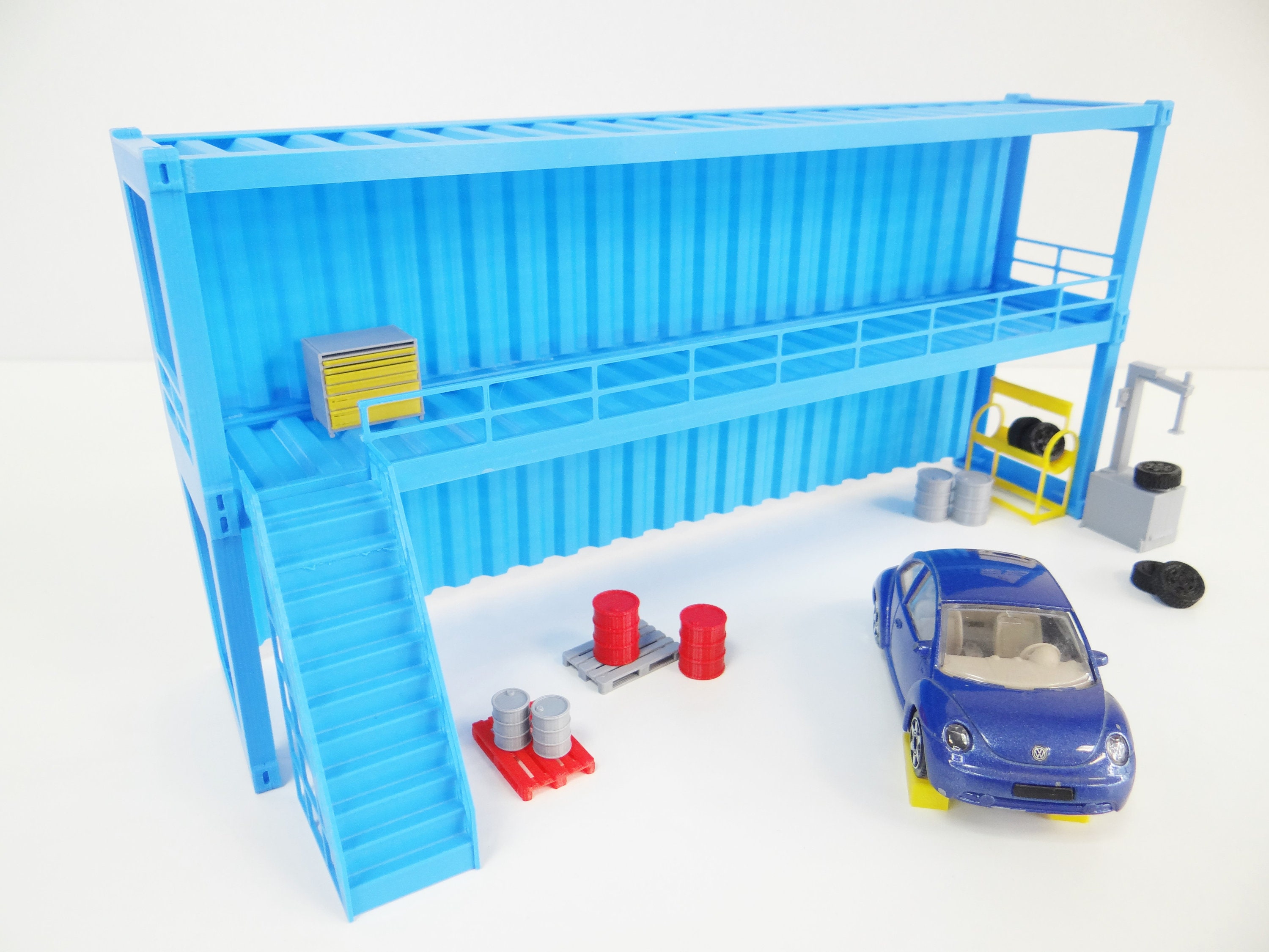 Scale 1:43 Diorama Two-floor Containers Garage Model Cars Display ...