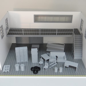 Scale 1:43 Two-floor Car Garage With Equipment Auto Service Car Model ...