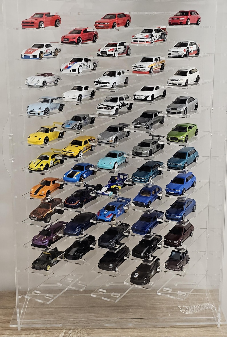 1:64 Scale Diecast Car Display Case – Clear Acrylic Vitrine Holds 60 ...
