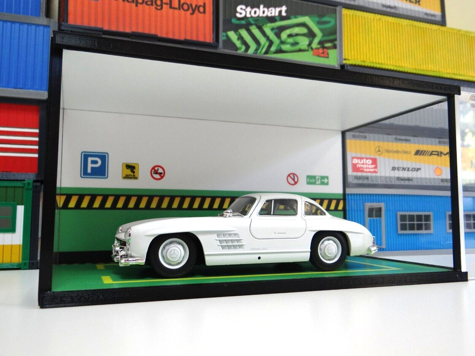 Scale 1:24 LED Light Acrylic Model Car Display Case Underground Parking ...