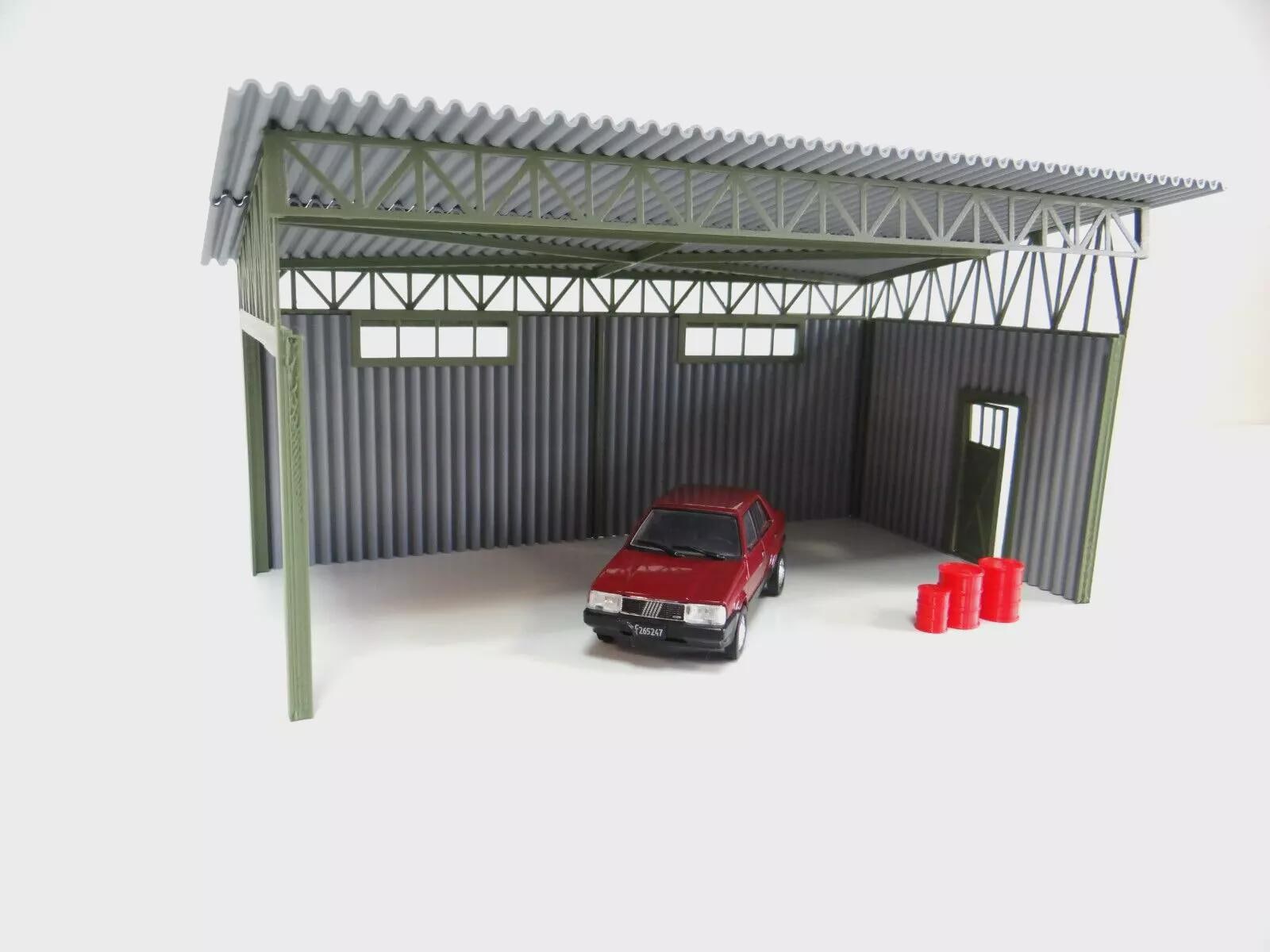 Scale 1:43 Diorama Open Garage Models Metal "sheet" Shed Garage ...