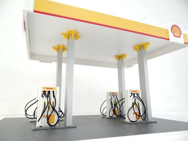 Scale 1:43 Diorama Petrol Station Gas Station Miniature Model Gasoline ...