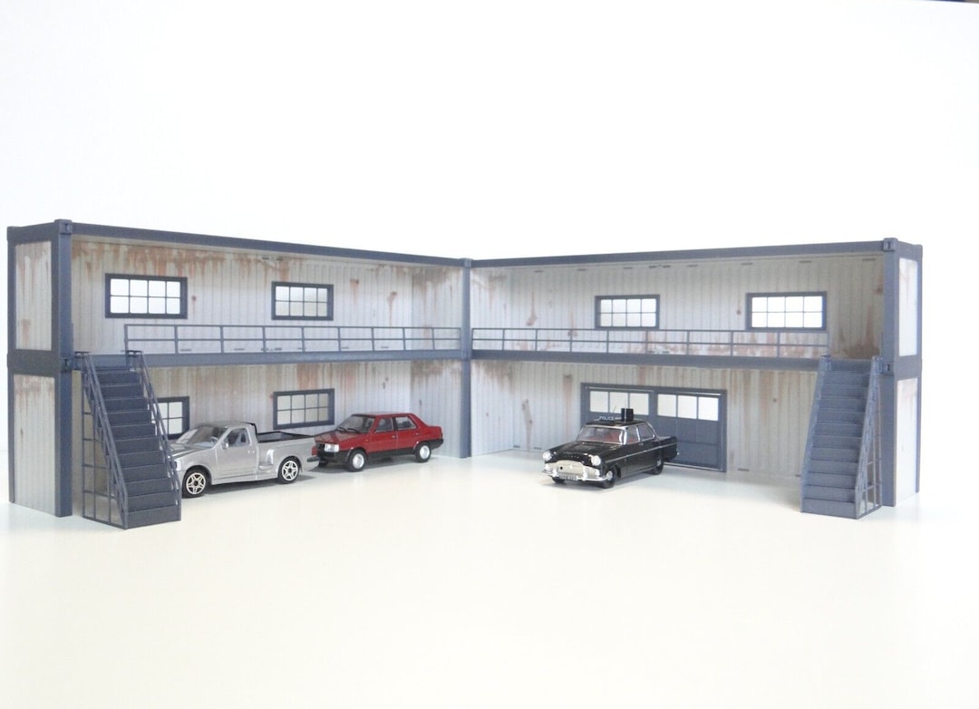 Scale 1:43 Diorama Rusty Containers Garage With Second Floor Diorama ...