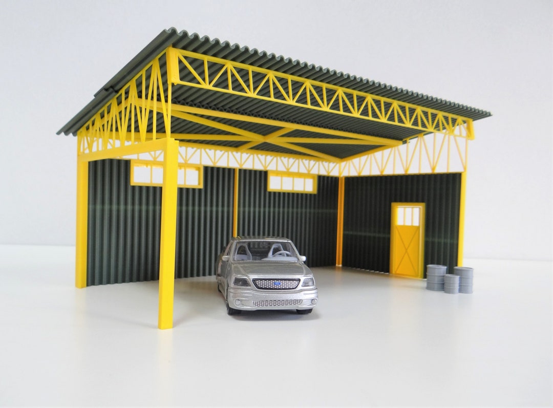Scale 1:43 Diorama Open Garage Models Metal "sheet" Shed Garage ...