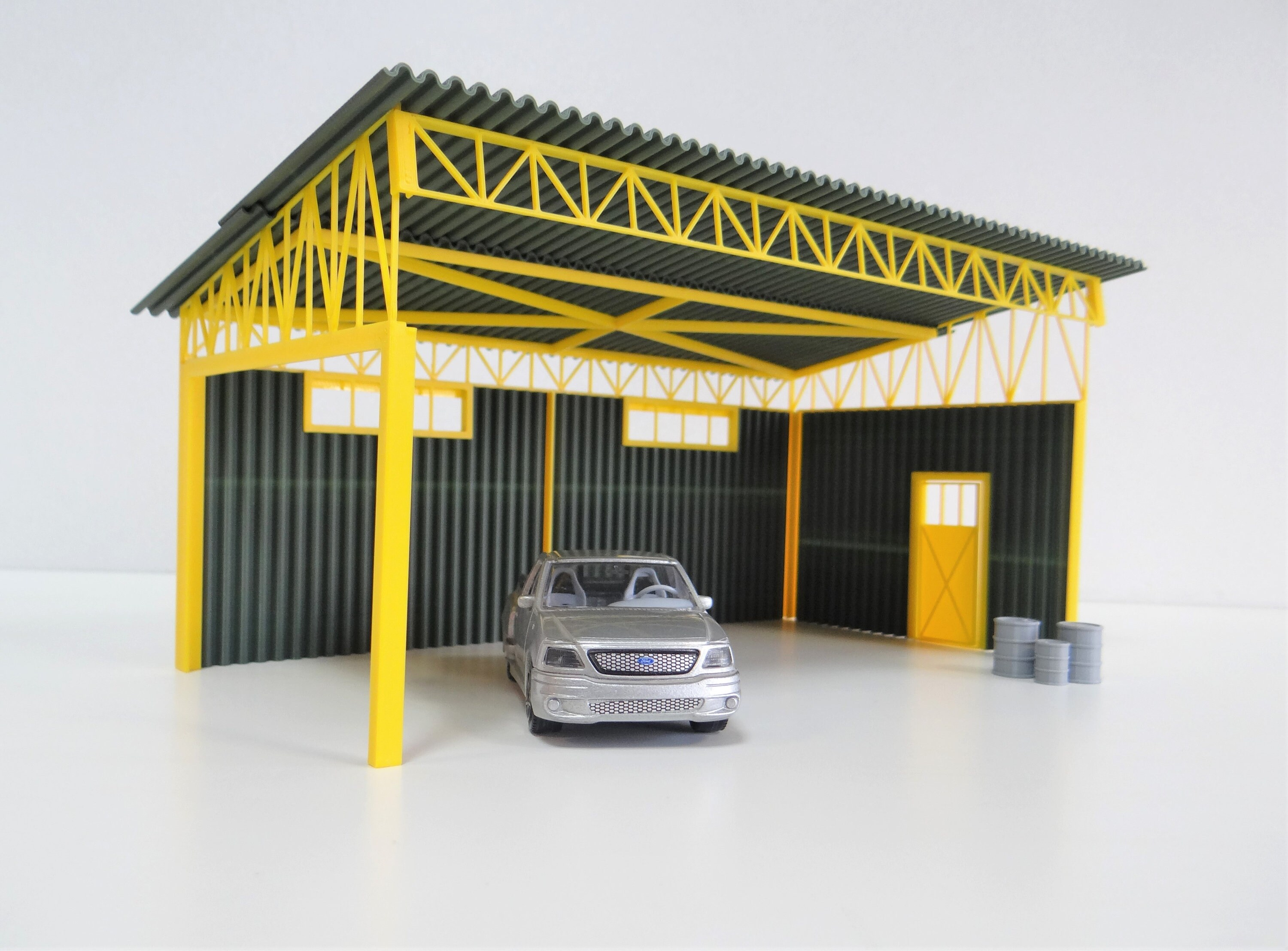 Scale 1:43 Diorama Open Garage Models Metal sheet Shed Garage Miniature ...