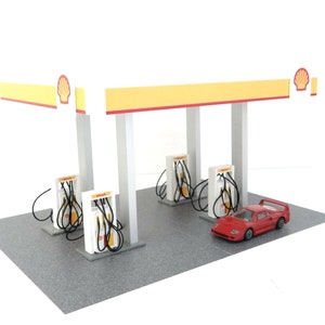 Scale 1:43 Diorama Petrol Station Gas Station Miniature Model Gasoline ...