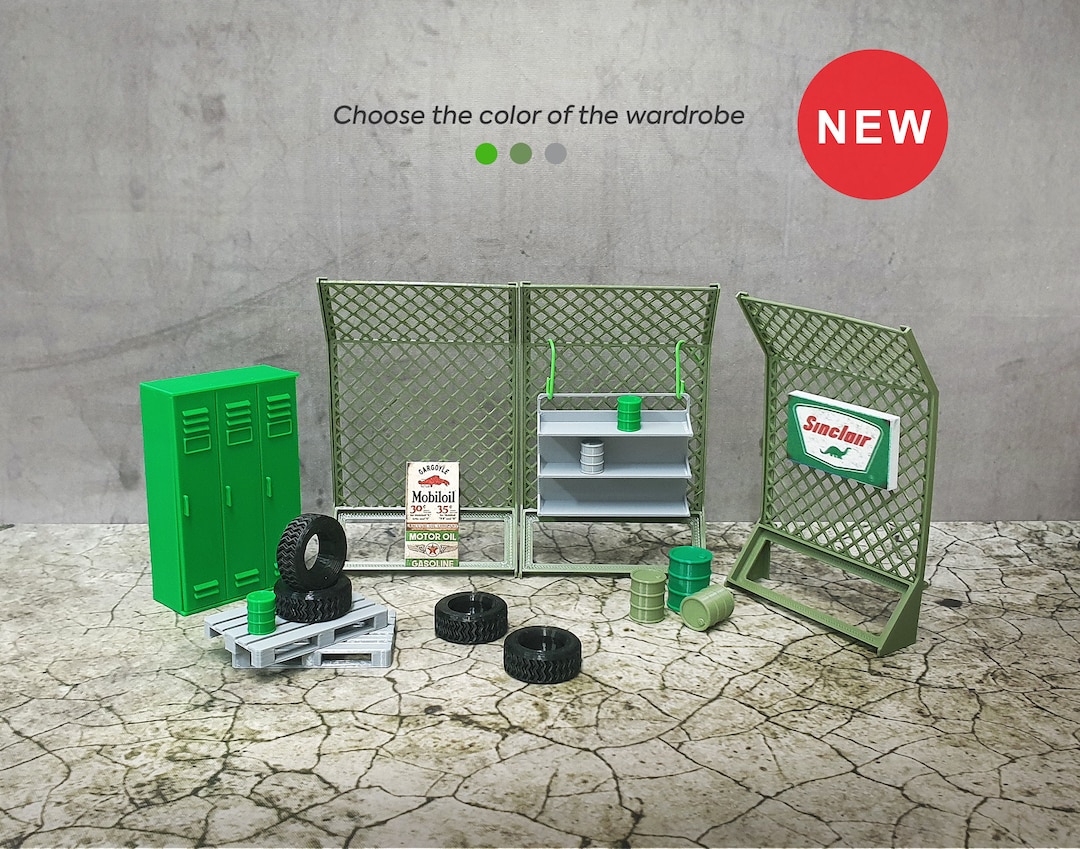 Diorama Car Garage Props Set. Scale 1:24. Diorama Garage Interior Scene ...