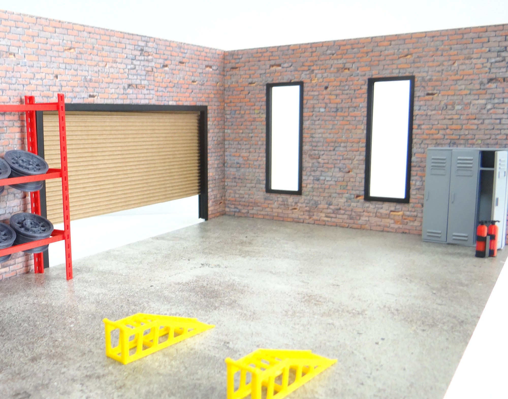 Brick Service Garage With Equipment / Scale 1:18 / Car Service Garage ...