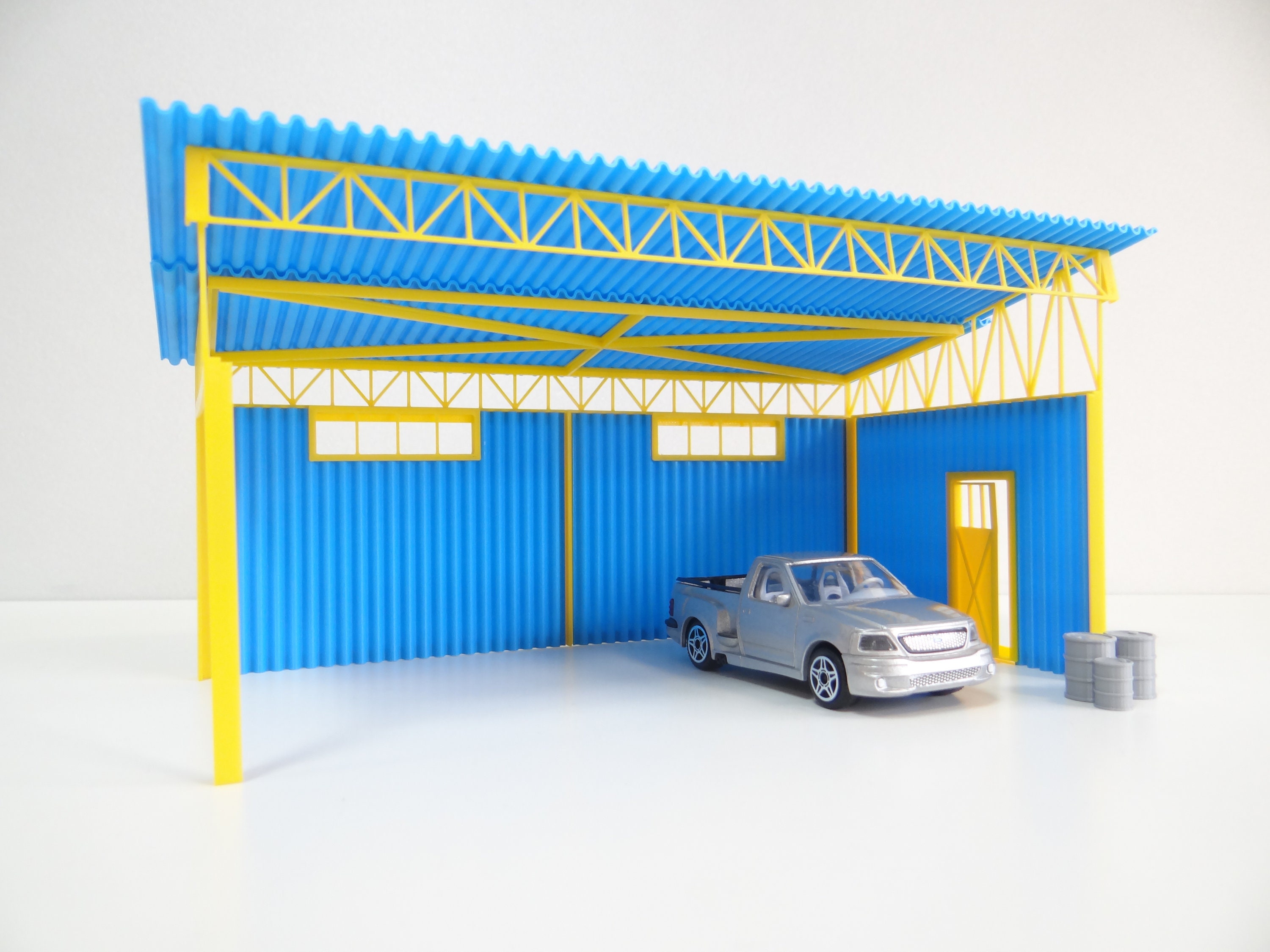 Scale 1:43 Diorama Open Garage Models Metal sheet Shed Garage Miniature ...