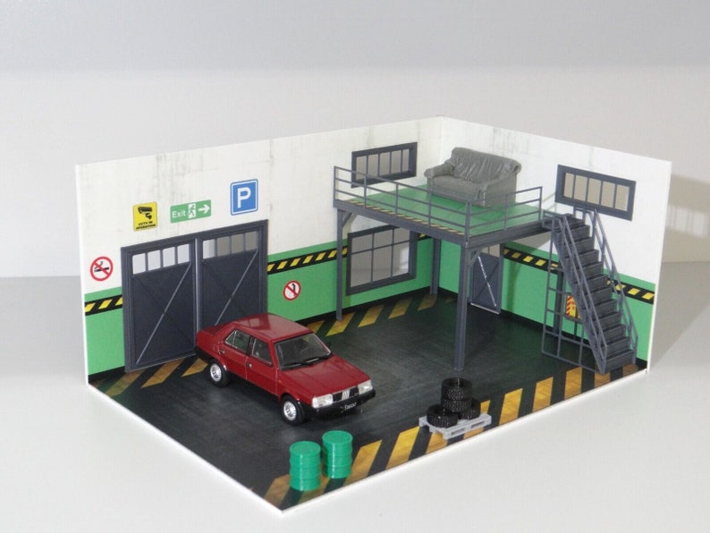 Scale 1:43 Diorama Auto Garages Diorama Model Kit Model Car Display PVC ...