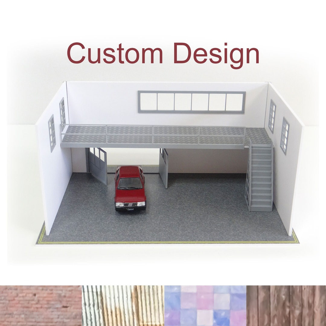 Scale 1:43 Custom Diorama Garage Two-floor Auto Garage Miniature Model ...