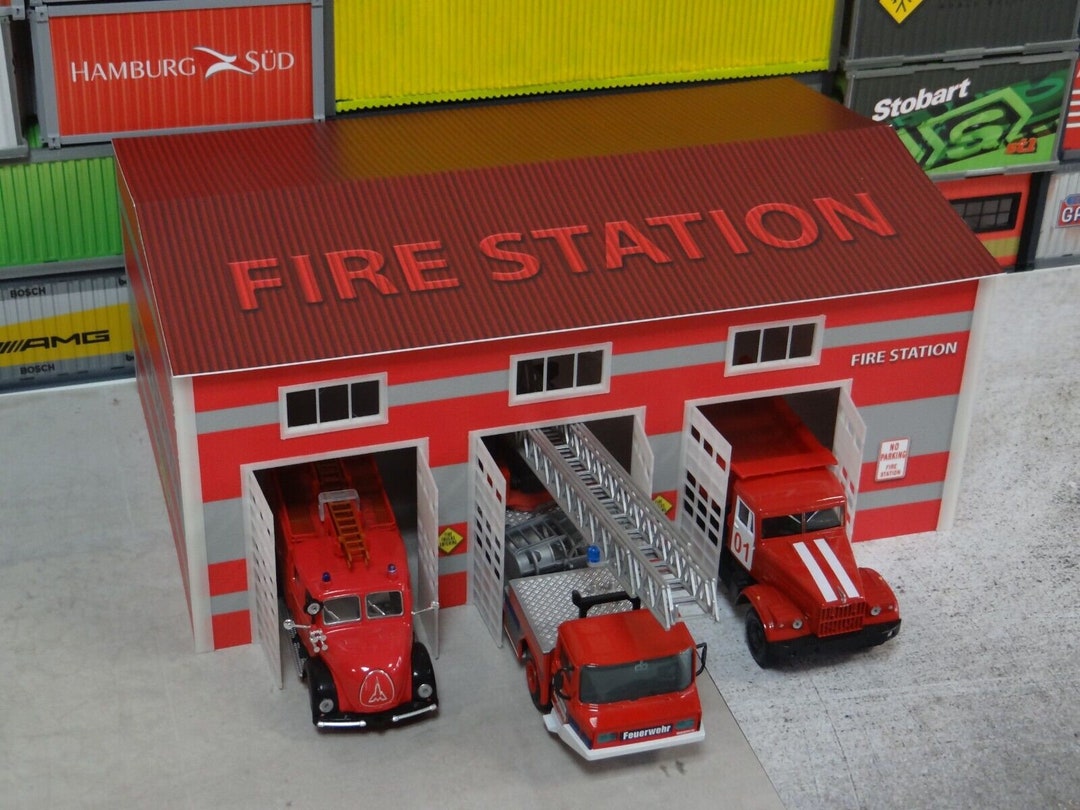 Scale 1:43 Diorama Fire Station Diorama Model Kit Display Decoration ...