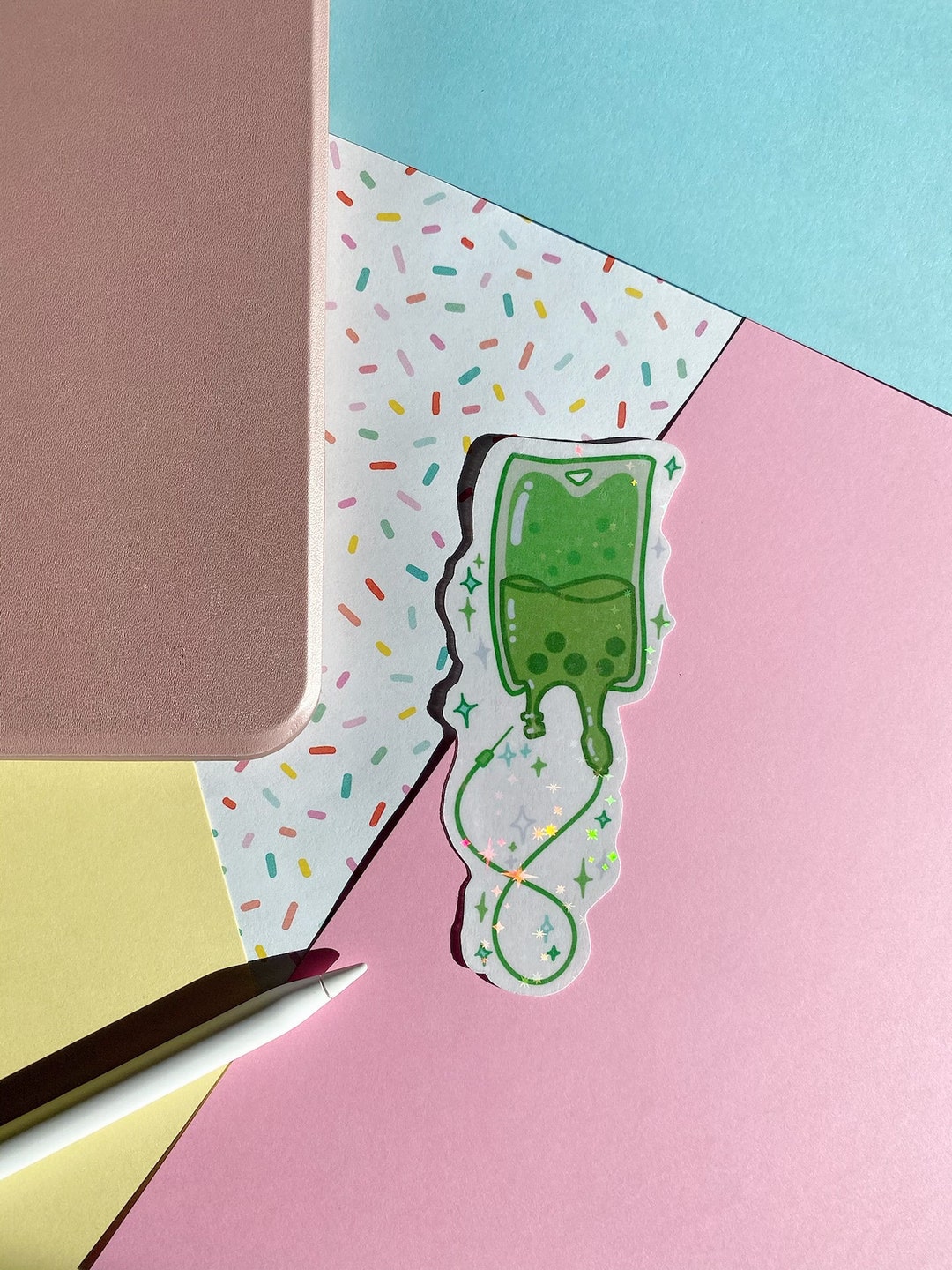 BOBA IV BAG matcha Holographic Die Cut Sticker Bubble Tea - Etsy