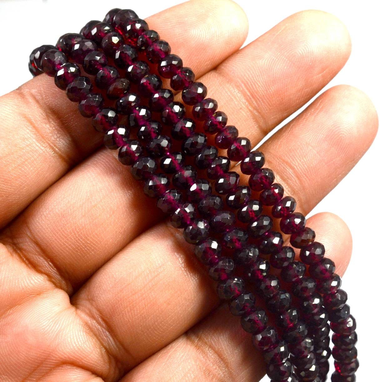 A Garnet Rondelle Cutting Beads 5mmnecklace, Beautiful Garnet ...