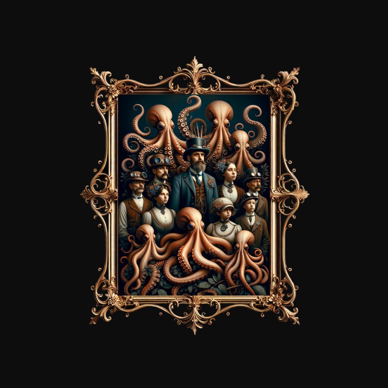 Steampunk Octopus Family Portrait Instant Download Printable Home Decor ...