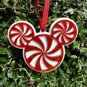 Mickey Head Disney Inspired Ornament Mickey Peppermint - Etsy