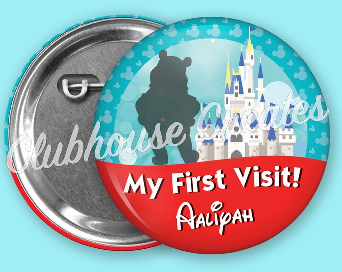 Custom Walt Disney World Button 1st Visit Add Your Own Text I'm ...