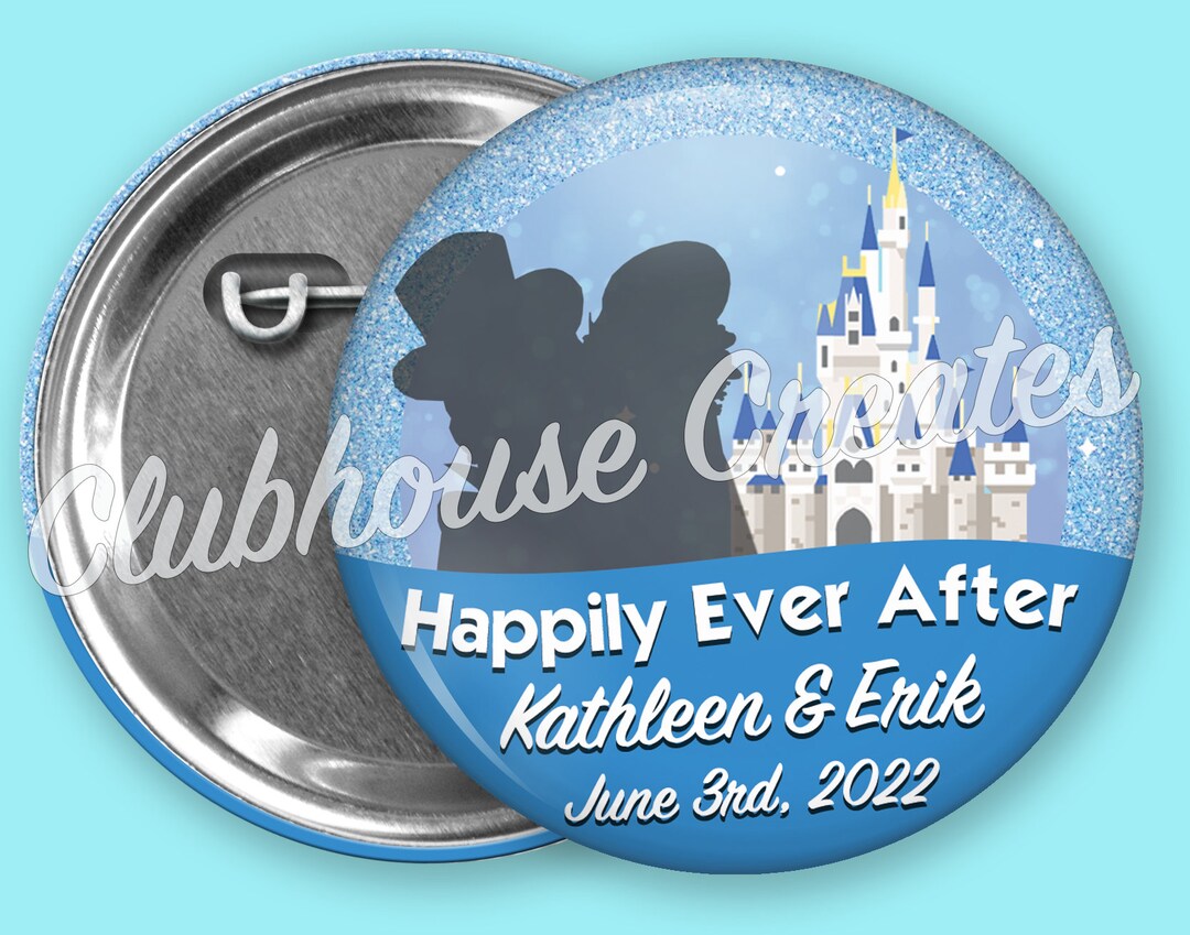 Custom Disney Wedding Buttons, Happily Ever After Wedding Buttons ...