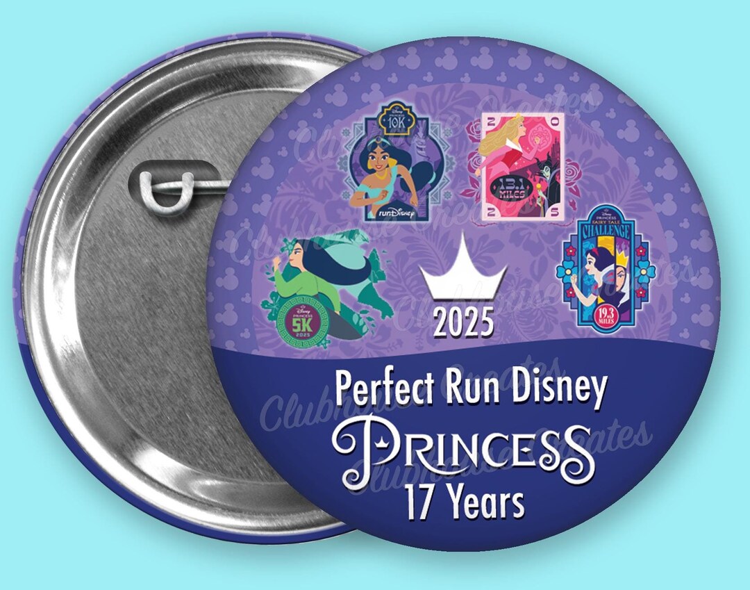 Rundisney Button, Perfect Princess Button, Perfect Princess Marathon ...