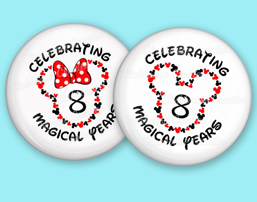Custom Anniversary Buttons Set of 2, Celebrating Magical Years Button ...