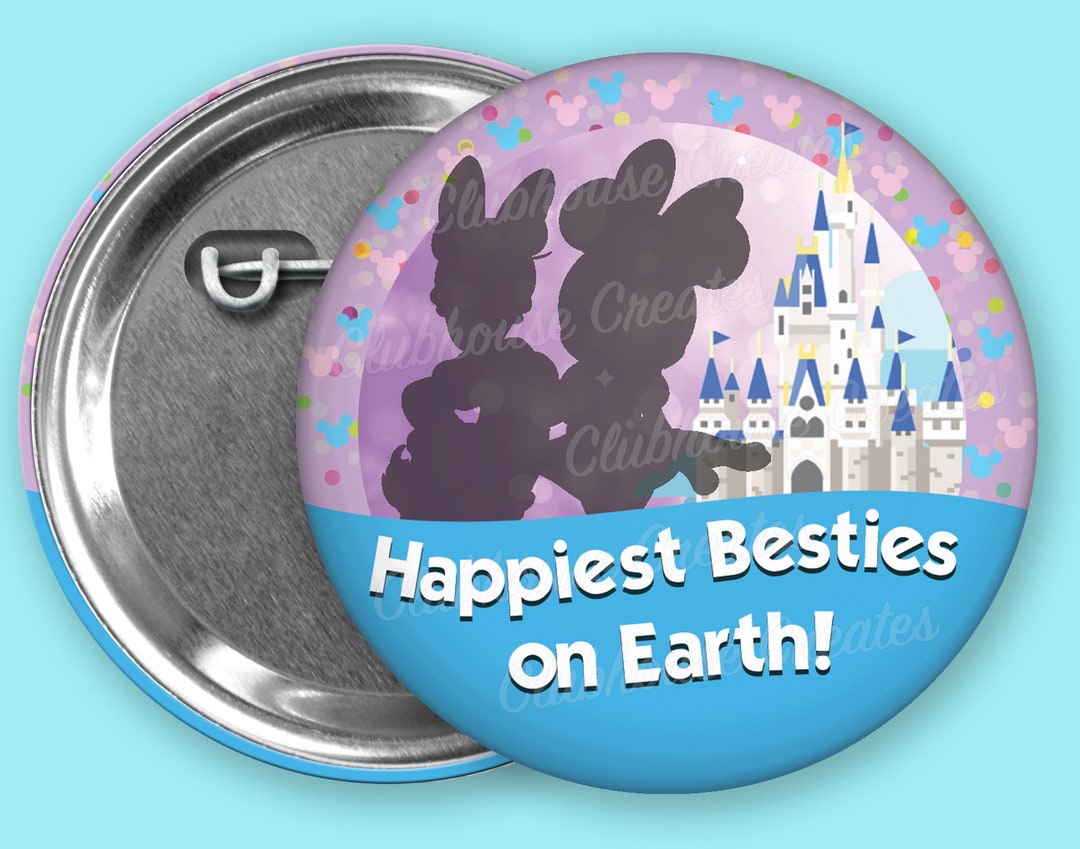 Two (2) Disney With My Bestie Buttons, Custom Bestie Button, Bestie ...