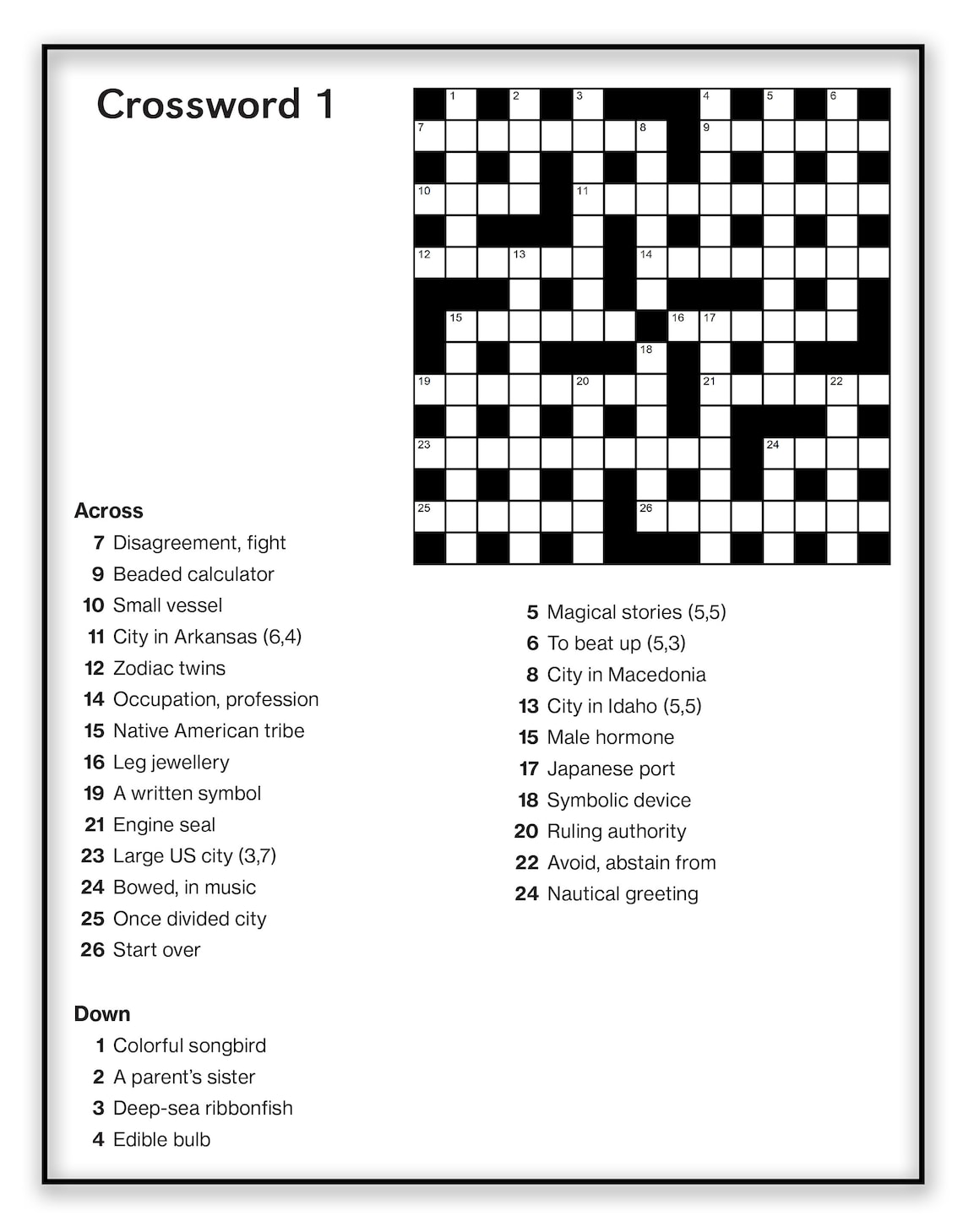 Print-at-home Quick and Easy Crossword Puzzles Vol 1, Digital Download ...