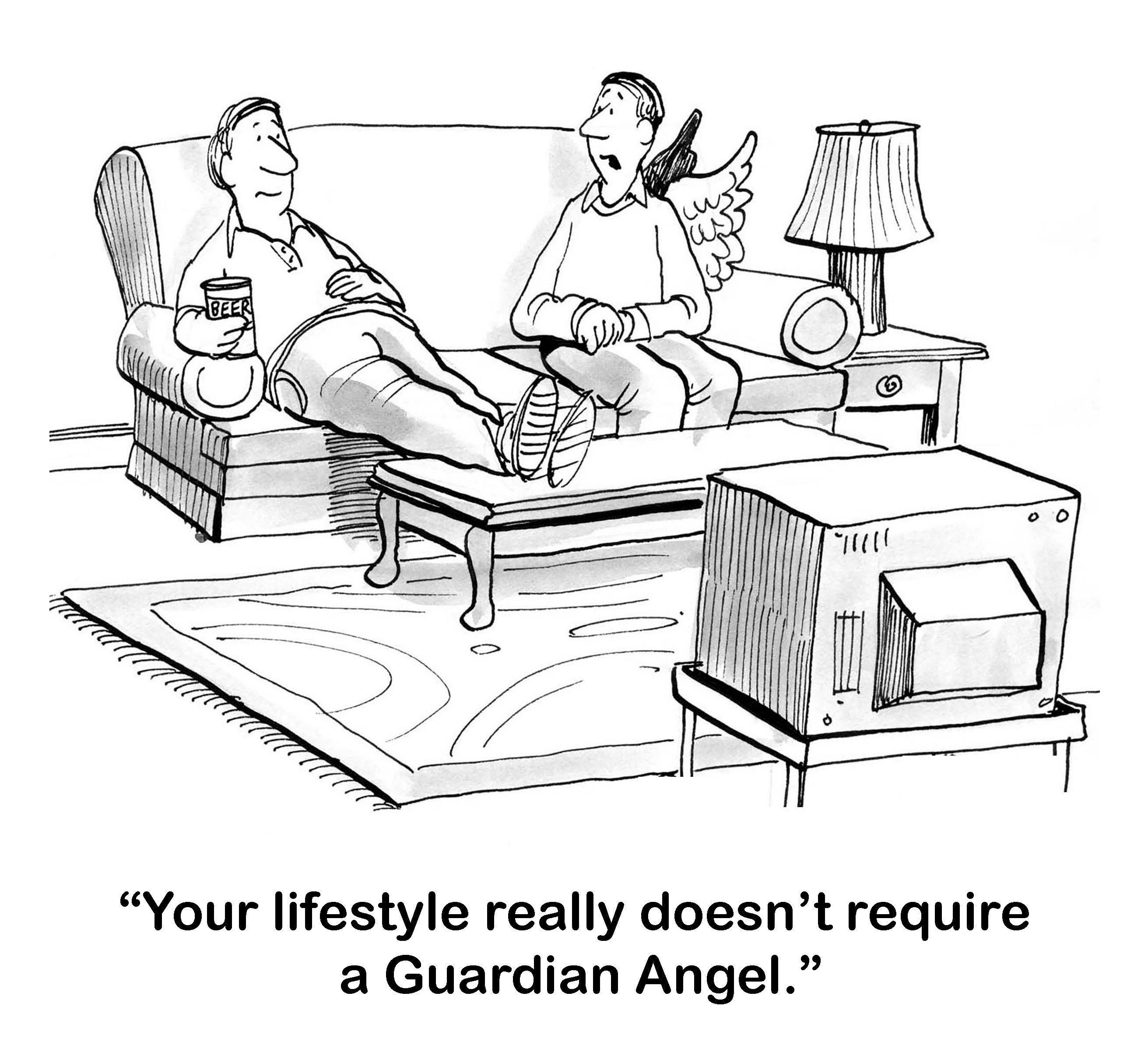 Guardian Angels This funny cartoon shows a very quiet | Etsy