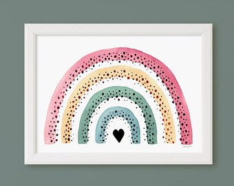 Rainbow of Love Colorful Hearts Modern Print Nursery Wall - Etsy