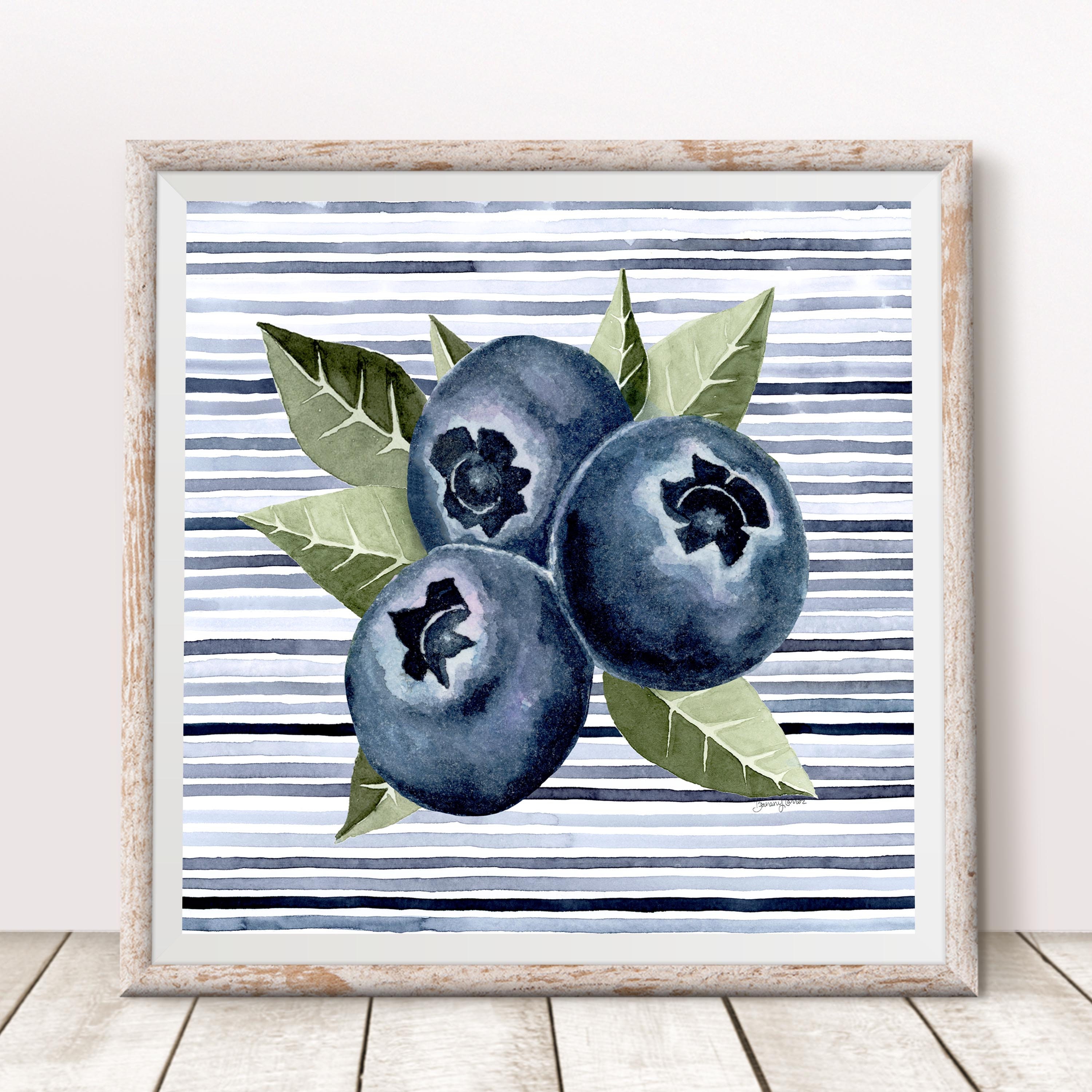 Blueberry Print Fruit Wall Art Kitchen Wall Decor - Etsy