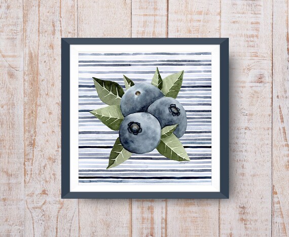 Blueberry Print Fruit Wall Art Kitchen Wall Decor | Etsy