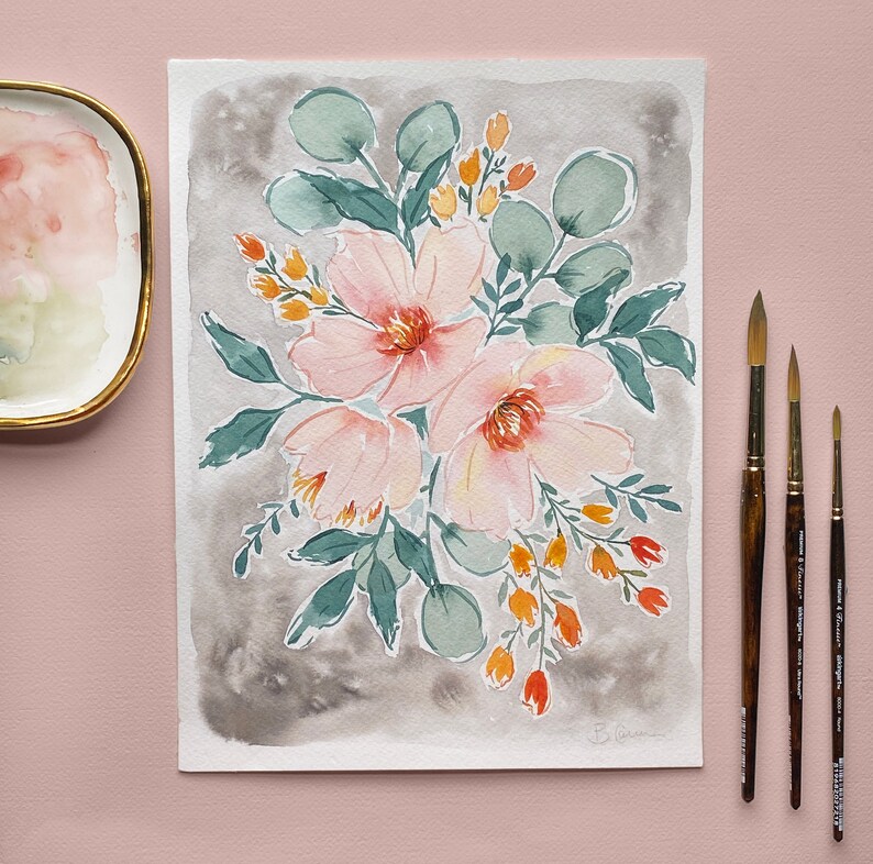 ORIGINAL Pink Primrose Painting, Botanical Floral, Watercolor Artwork ...