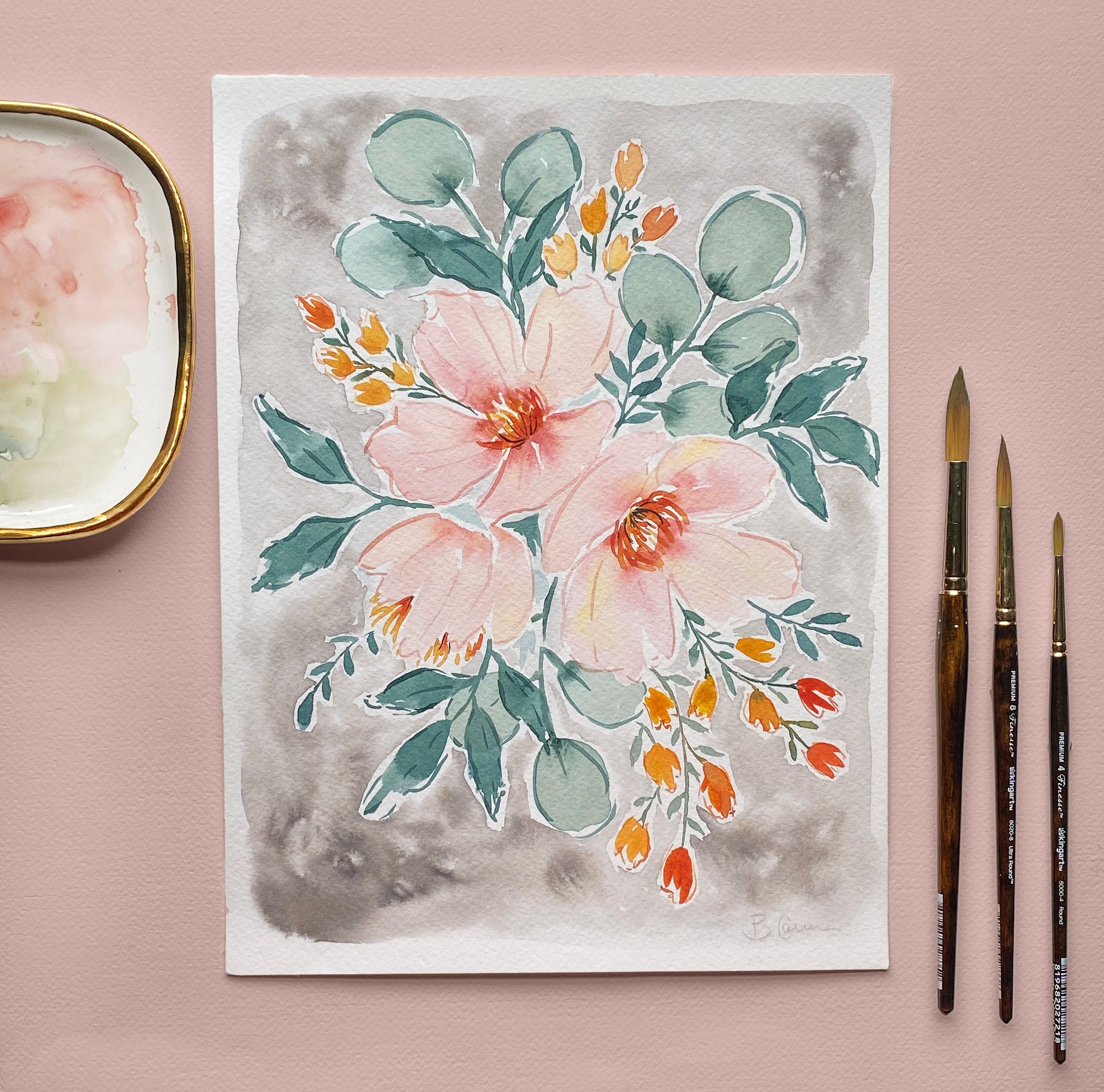 ORIGINAL Pink Primrose Painting, Botanical Floral, Watercolor Artwork ...