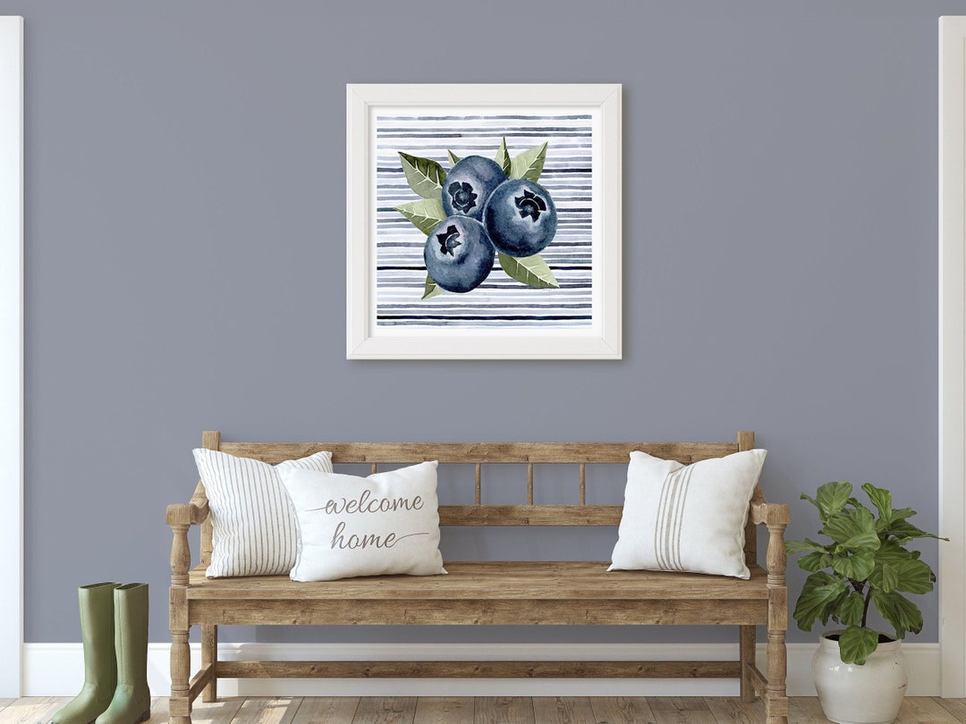 Blueberry Print, Fruit Wall Art, Kitchen Wall Decor, Watercolor Print ...